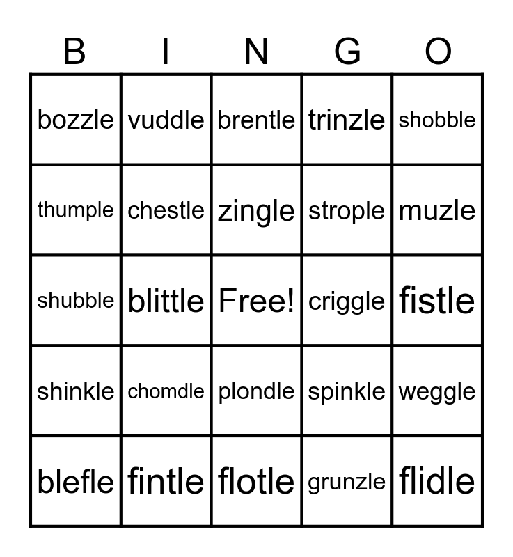 Wilson 6.4 Nonsense Words Bingo Card