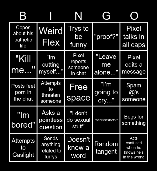 Pixel Tails Bingo Card