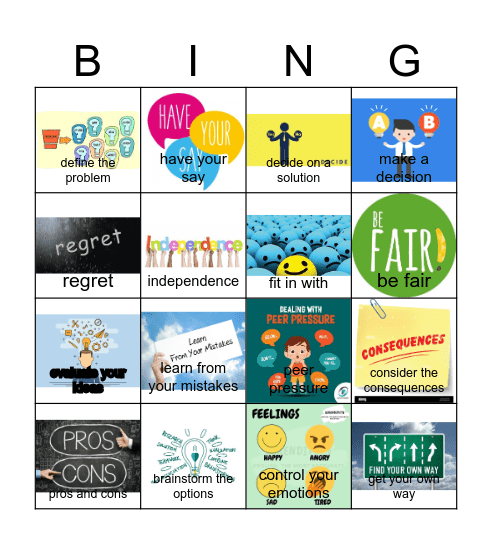 vocabulary bingo Card