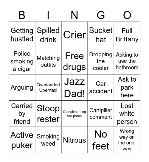 Jazz Fest Bingo Card