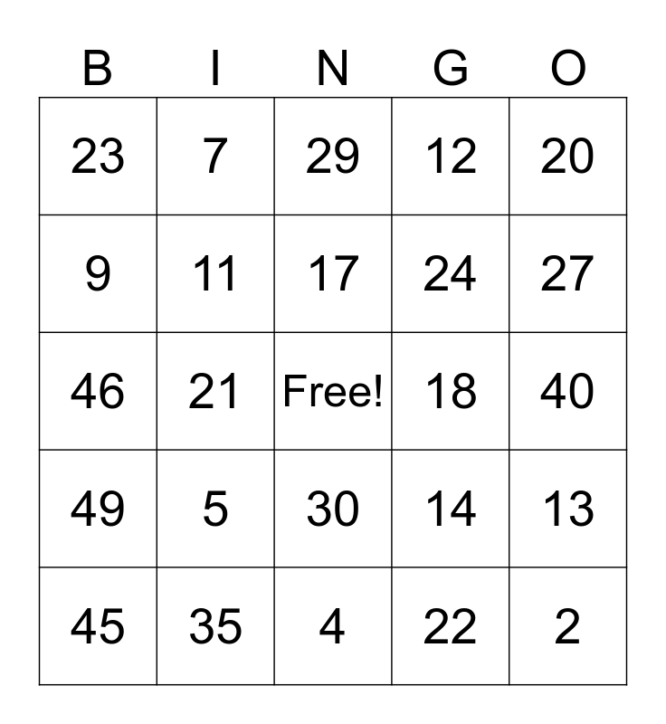 50th Birthday BINGO Card