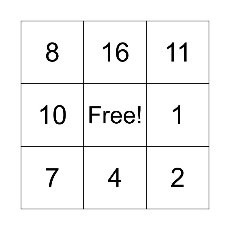 Before or After Bingo! Bingo Card