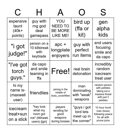 item asylum Bingo Card