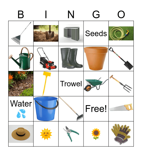 Gardening Bingo Card