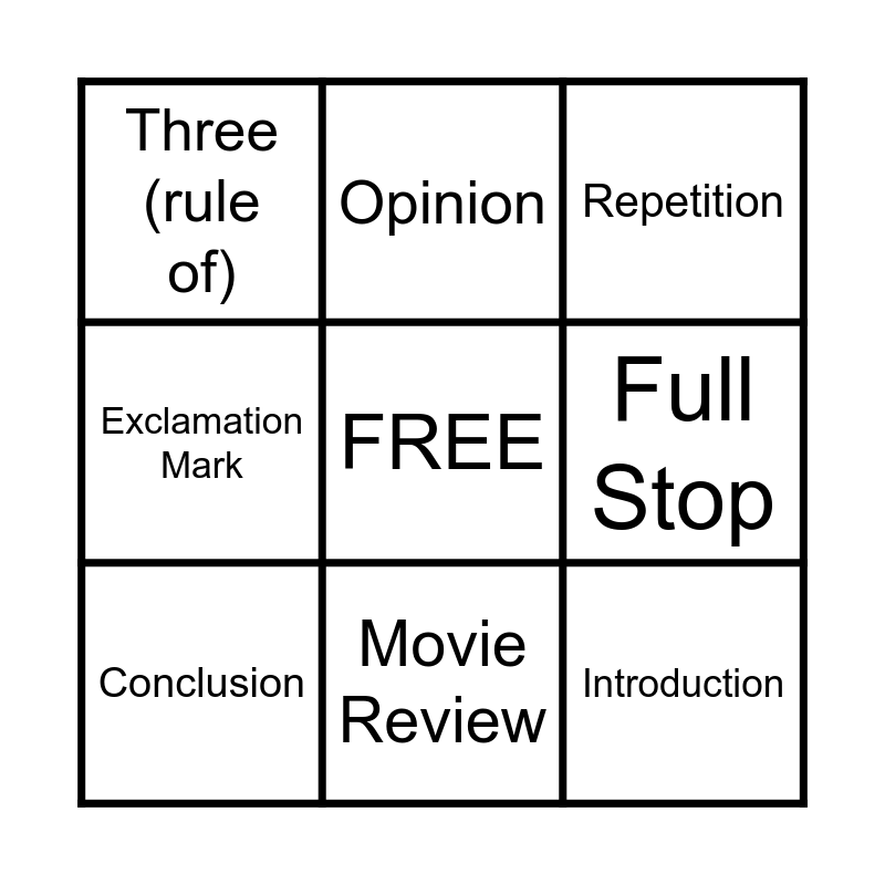 Revision Bingo Card