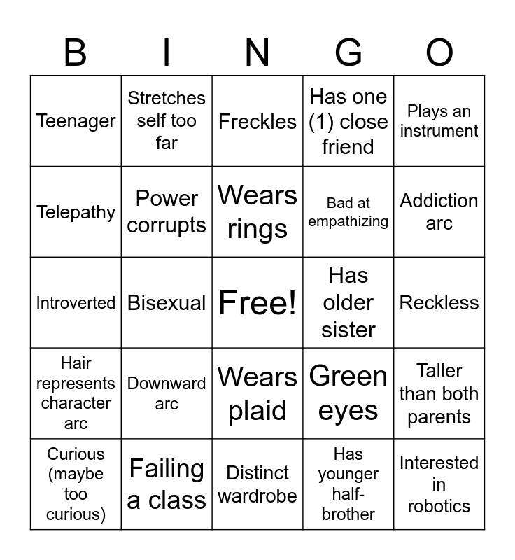 OC Bingo Card