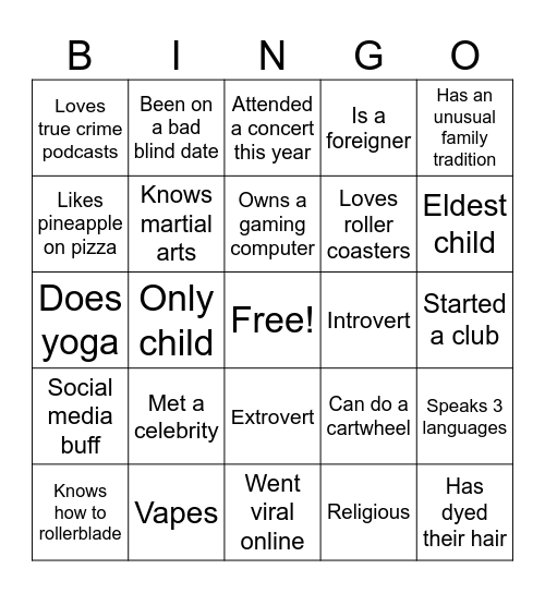 HP BINGO Card