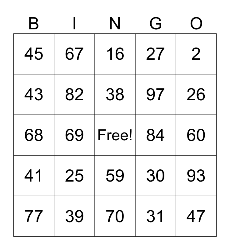 Los números - Spanish 1 Bingo Card