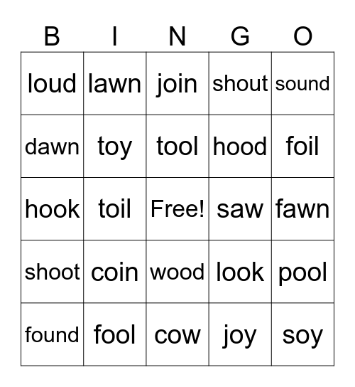 Other Vowel Digraphs Bingo Card