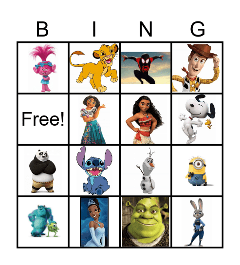 Disney Music Bingo Card