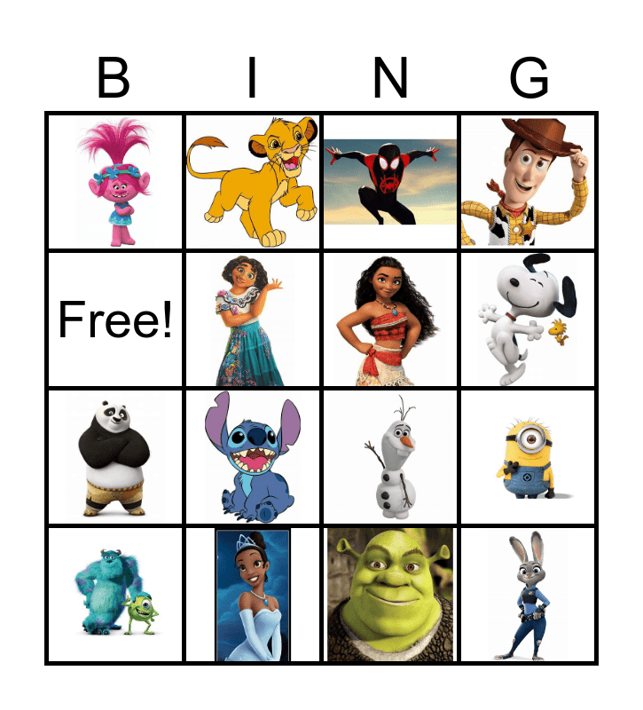 Disney Music Bingo Card