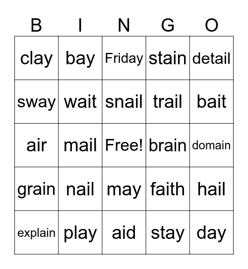 ai/ay Bingo Card