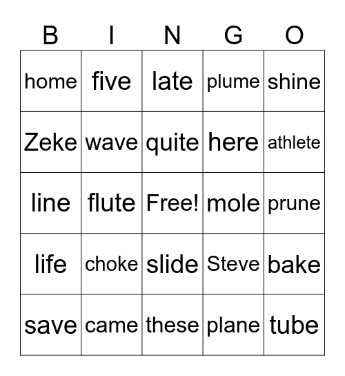 CVCE Bingo Card