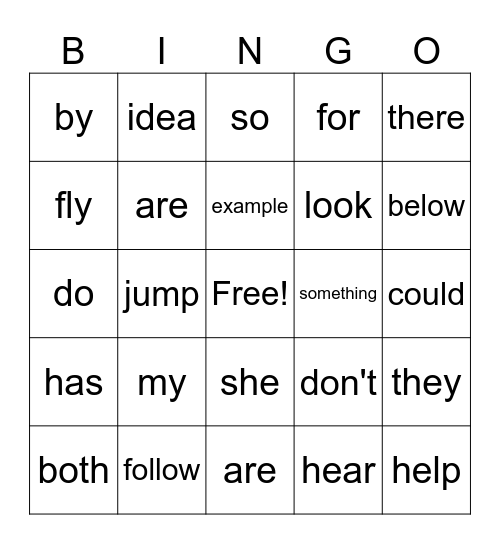 First grade Bingo Card