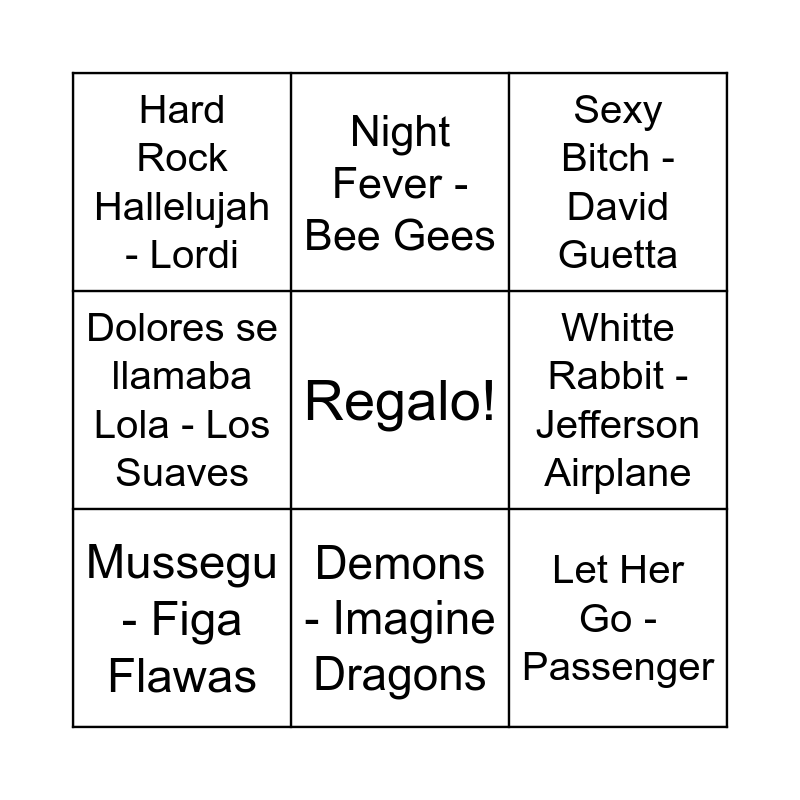 Carla & Enric Musical Bingo - Weding Edition Bingo Card