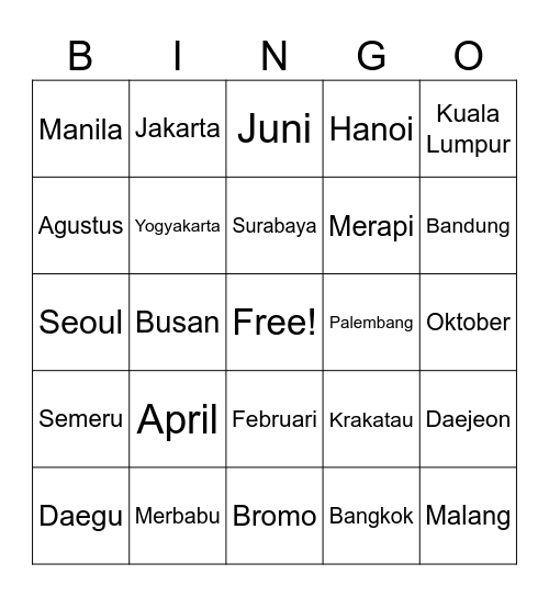BOARD 1 Bingo Card