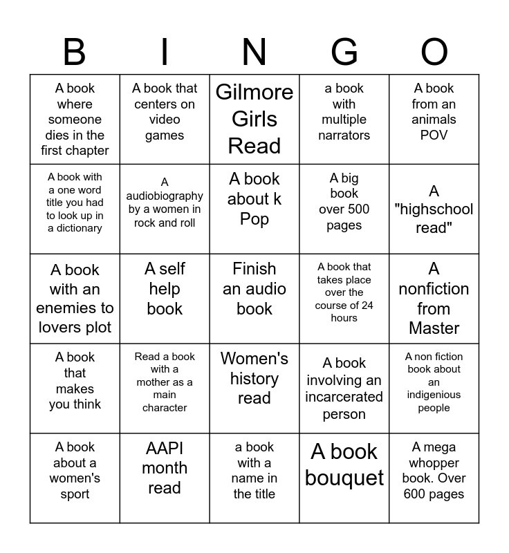 APRIL Reading Bing Bingo Card