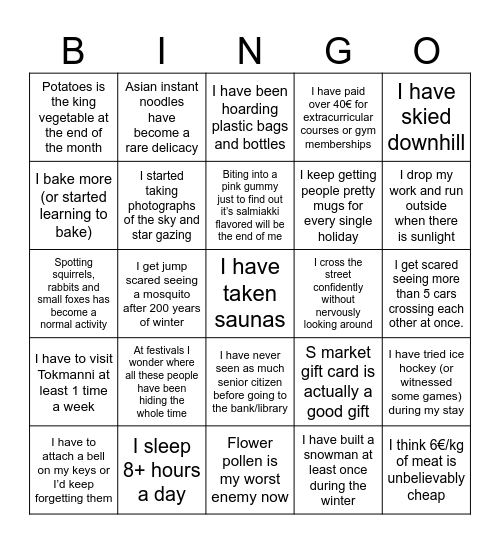 Vappu Bingo Card