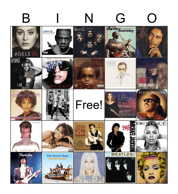 Artists Bingo Card