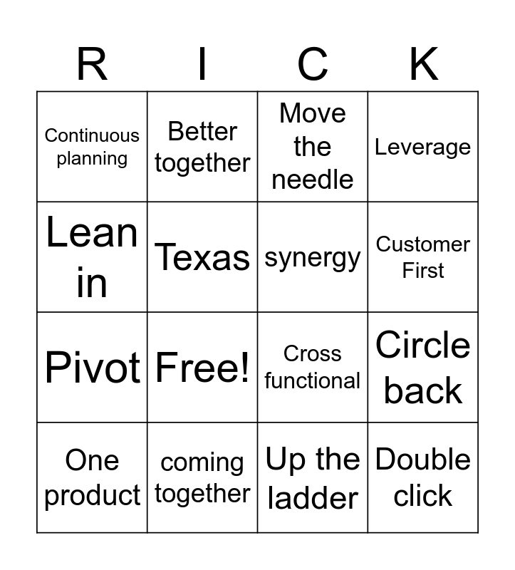 Rick-isms Bingo! Bingo Card