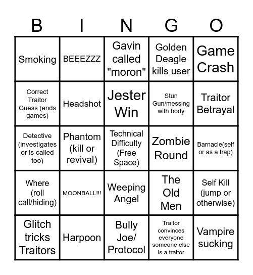 TTT Bingo Card