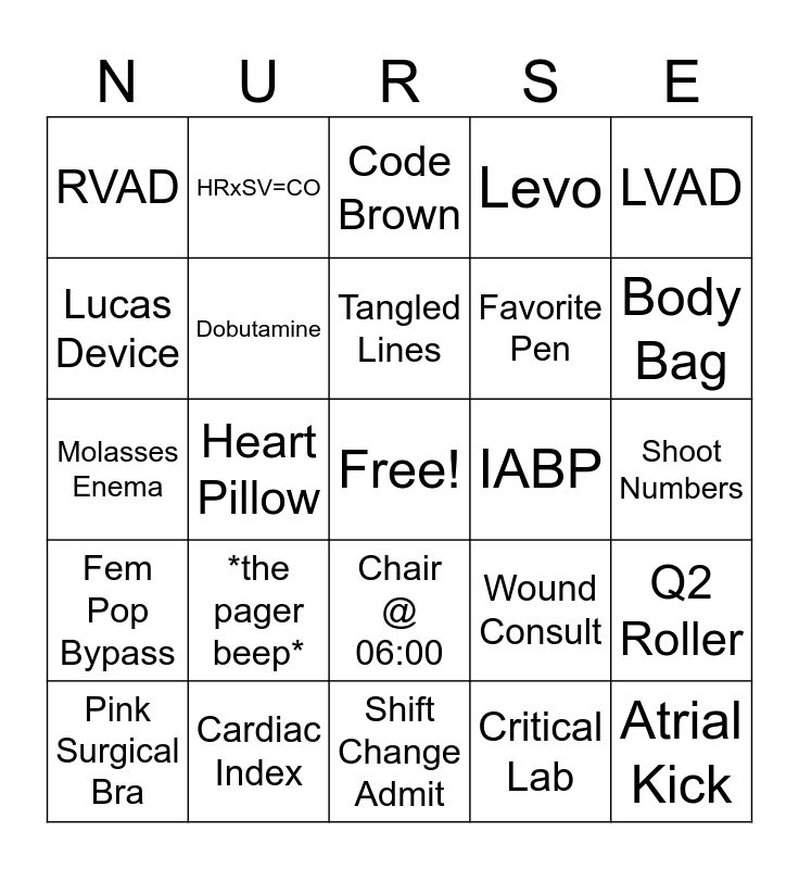 Nurses Week Bingo Card