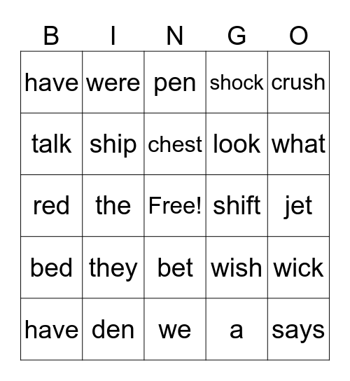 UFLI 40 BINGO Card