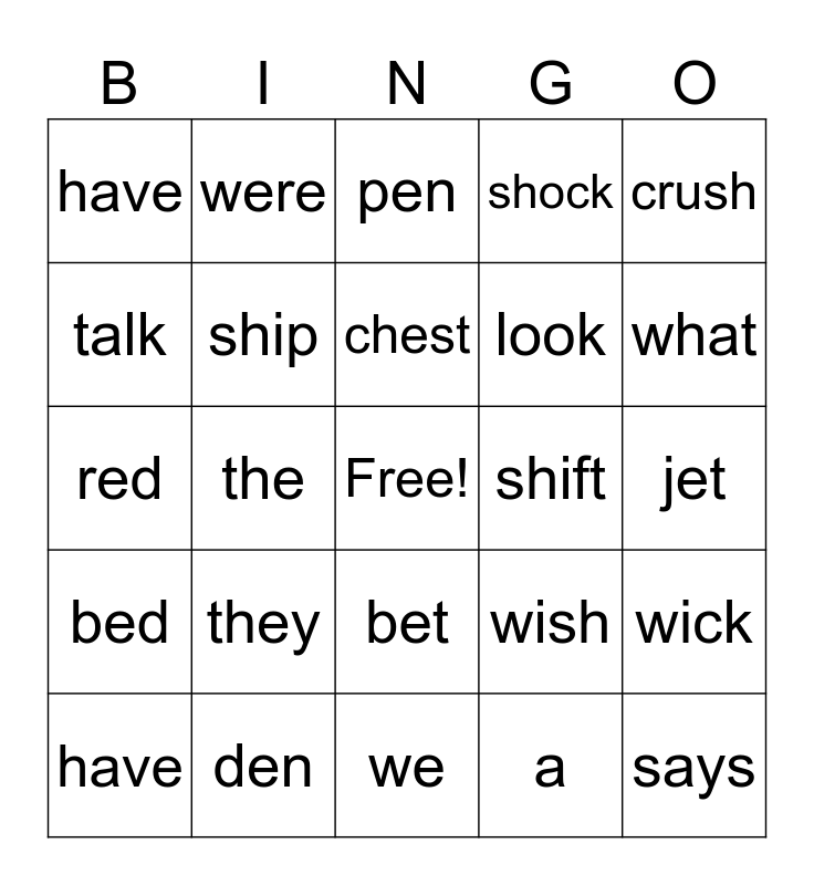 UFLI 40 BINGO Card
