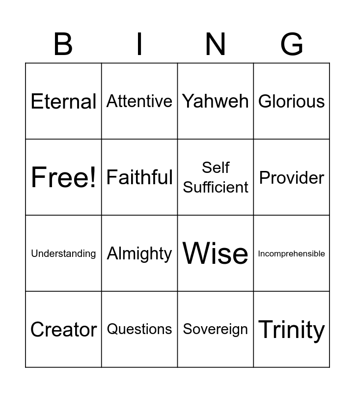 The ABCs of God Bingo Card
