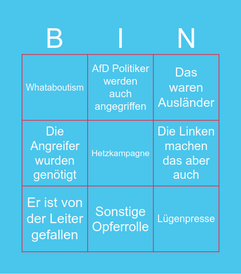 AFD Bingo Card