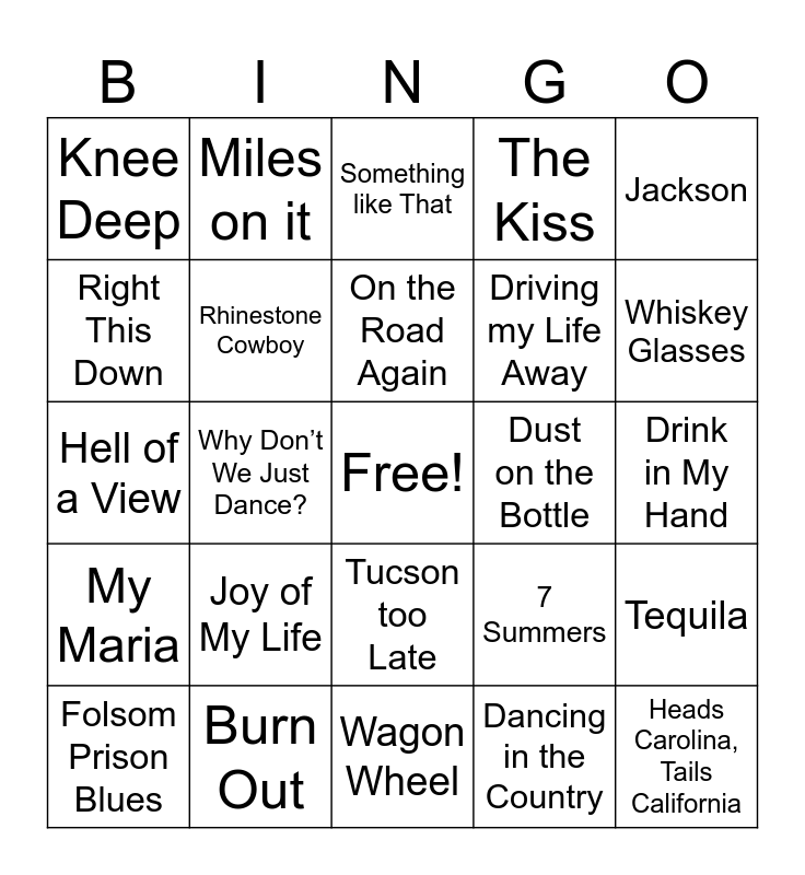 Roll me up Bingo Card