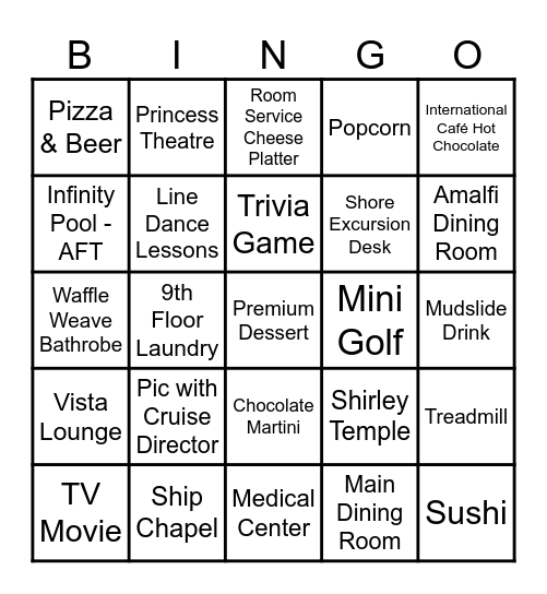 SAIL AWAY Bingo Card