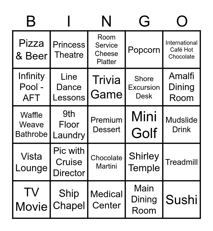 SAIL AWAY Bingo Card