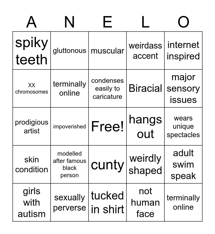 angelo OC bingo Card
