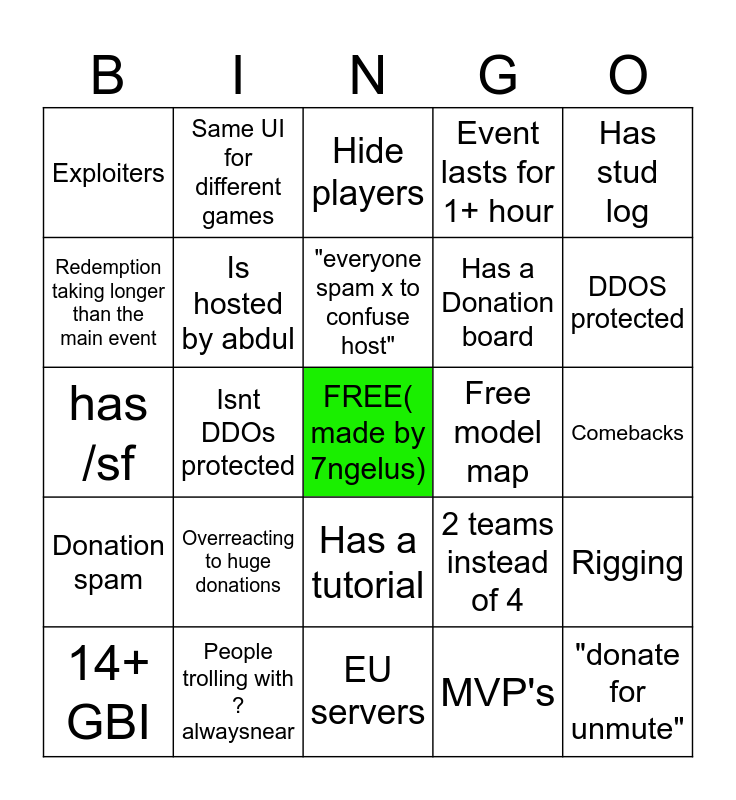 Sword Fight Teams ( 4 Teams ) Bingo Card
