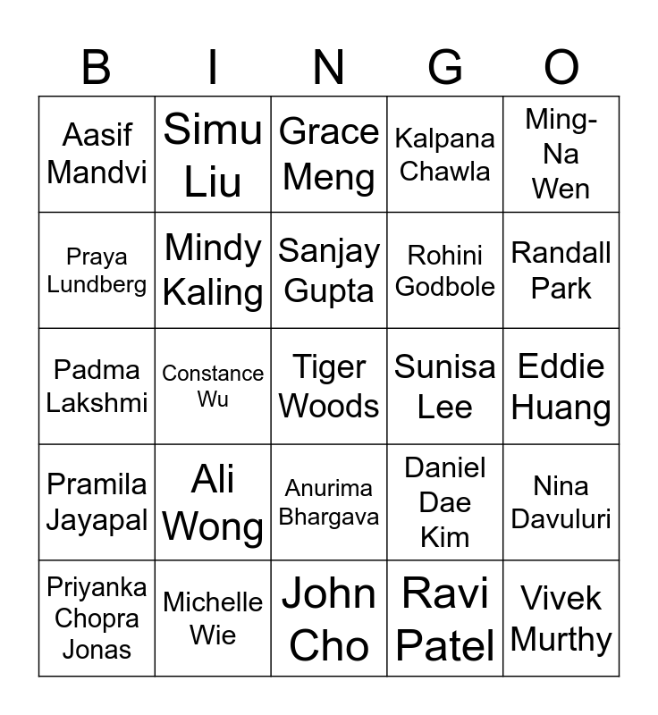 AAPI Month - Leaders Bingo Card
