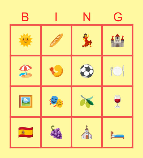 Spanish Bingo Card