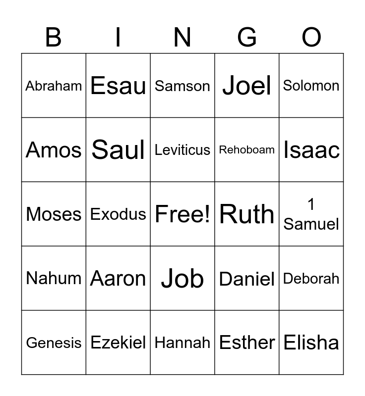Old Testament Bingo Card