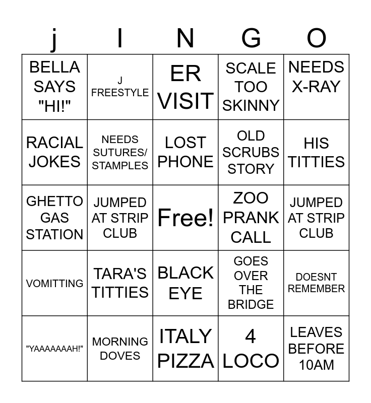 jingo Bingo Card