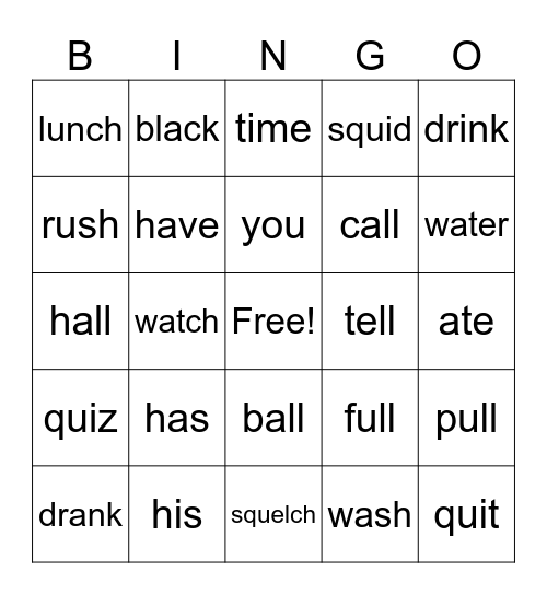 SPIRE practice BINGO Card