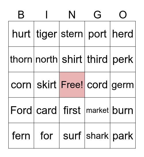 R- Controlled BINGO Card