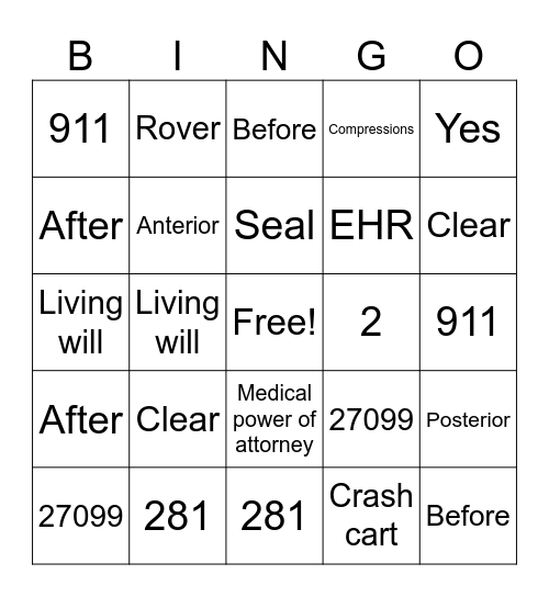 Emergency Preparedness Bingo Card