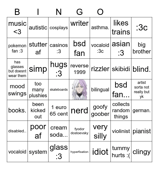 SAM BINGO Bingo Card