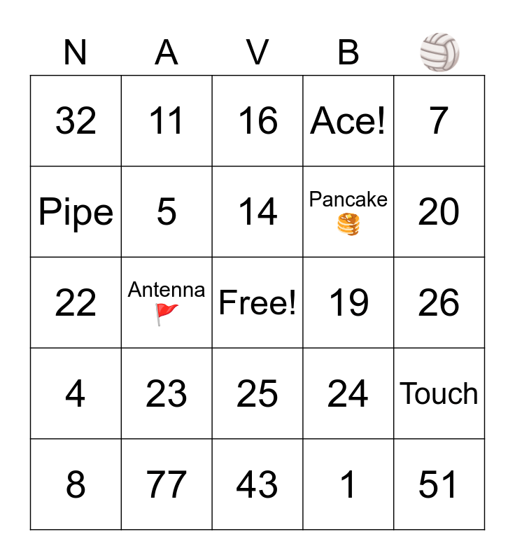 NAVB Parent Bingo Card