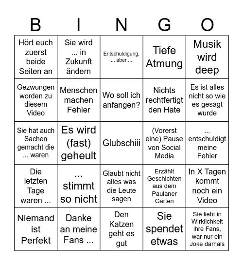 Anni Statement Bingo Card