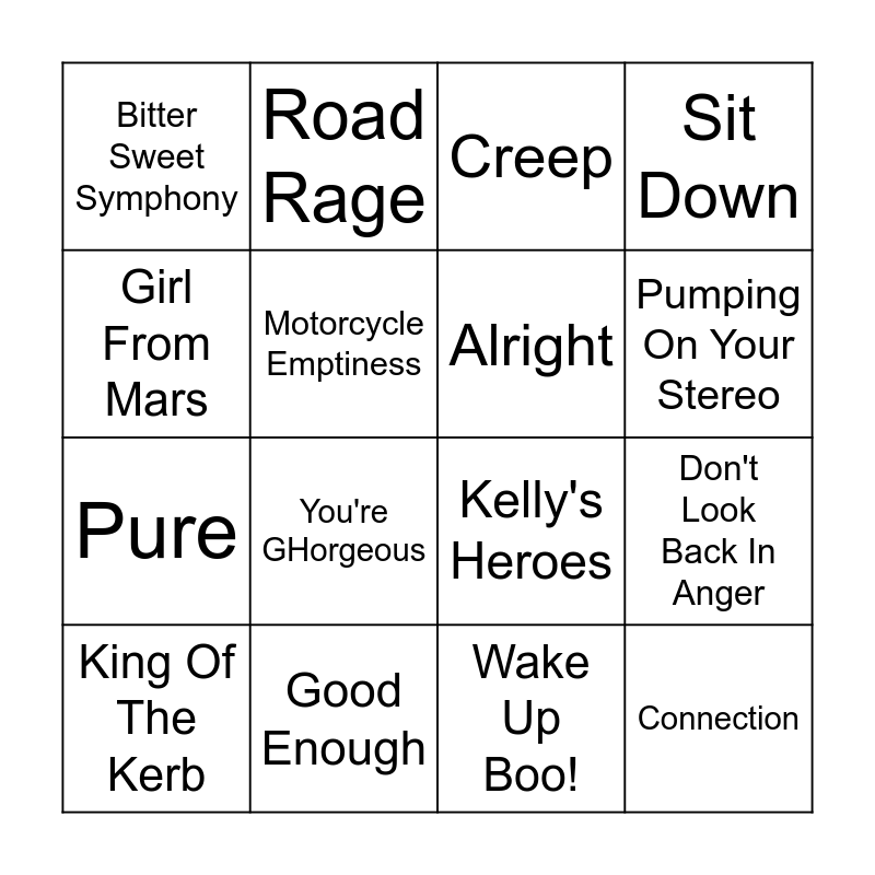 THEME Bingo Card