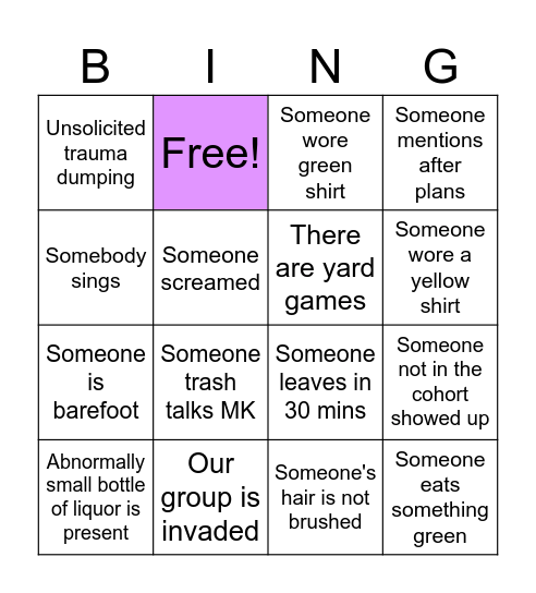 Bash Bingo Card