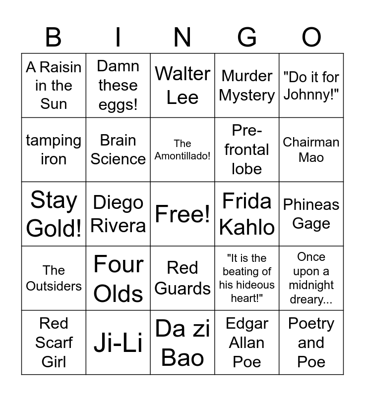 ELA BINGO Card