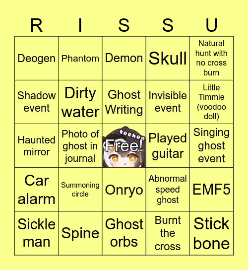 Rissu's Phasmo Bingo Card