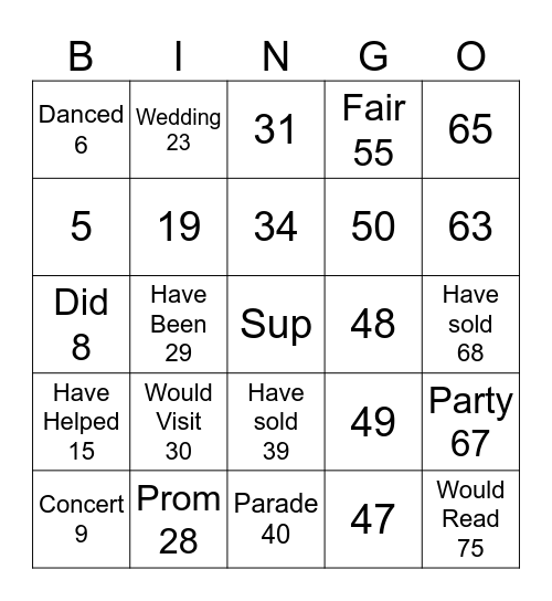 Number Bingo 1-75 Bingo Card